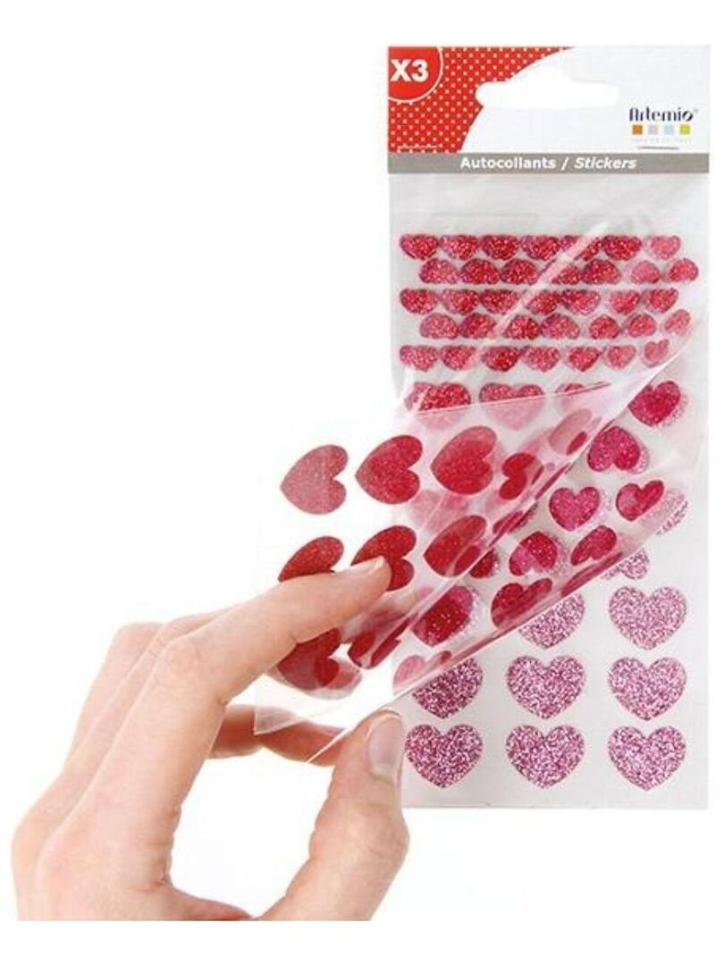 348 stickers coeurs à paillettes roses - Artemio - Rose - Kiabi - 7.30€