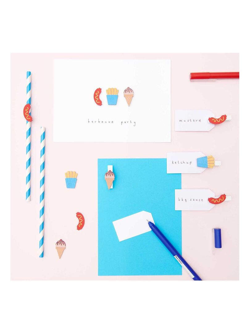 36 Confettis en bois - hot-dog, frites, glace - - Rico Design ...