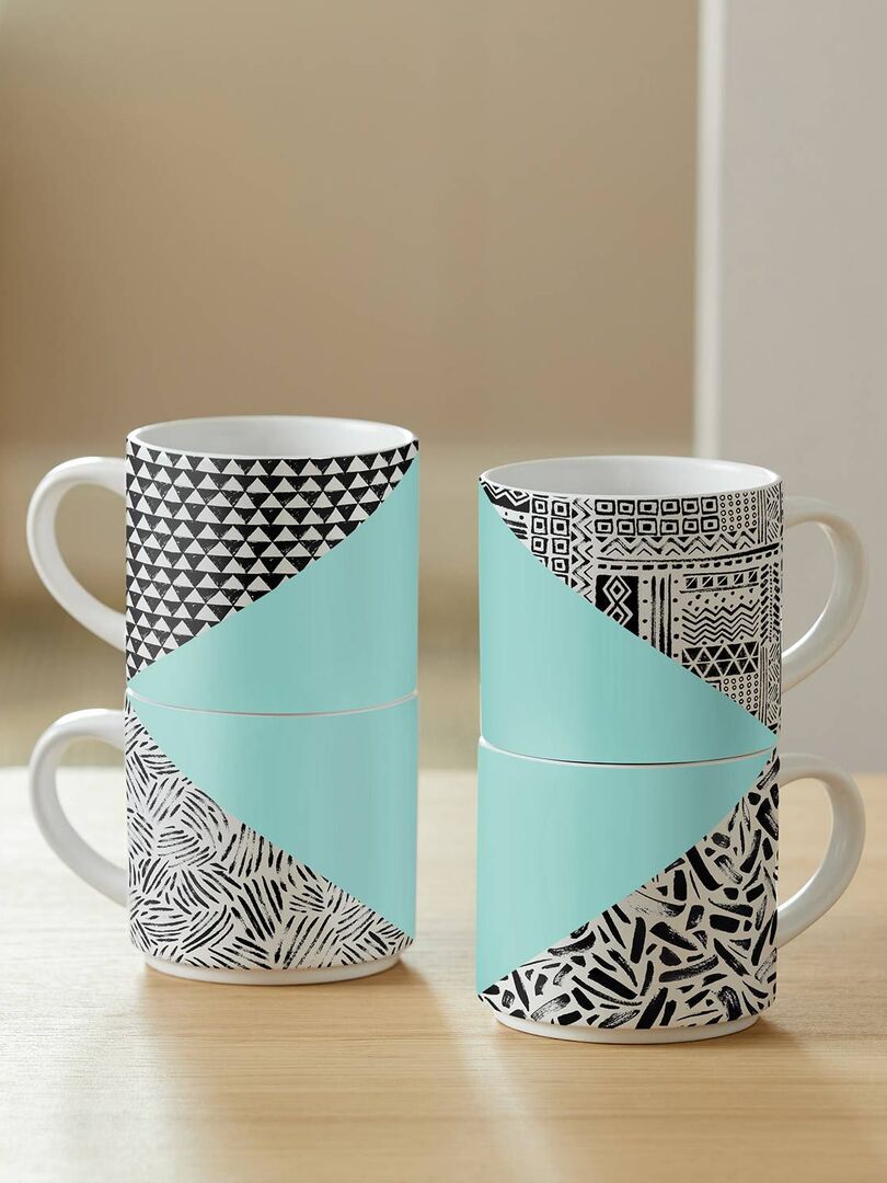 4 feuilles de transfert pour Mug Press - Noir + Bleu - N/A - Kiabi - 28.90€