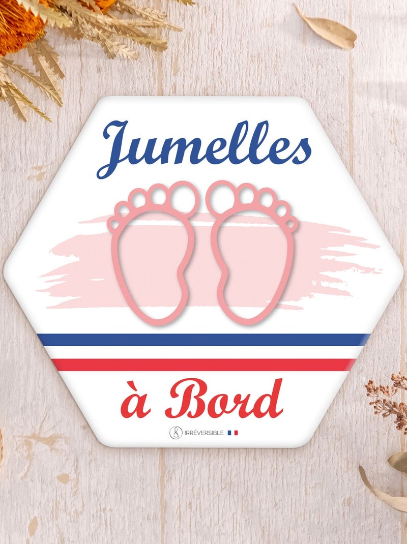 Adhésif / Autocollant bébé à bord - Jumelles - Rose - 0.00€ - Kiabi
