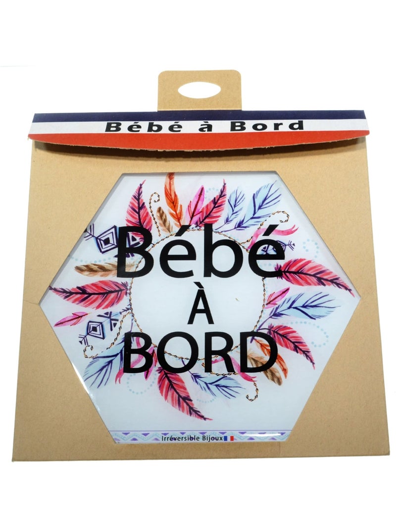 Adhésif / Autocollant bébé à bord - Plume rose - Rose - Kiabi - nu€