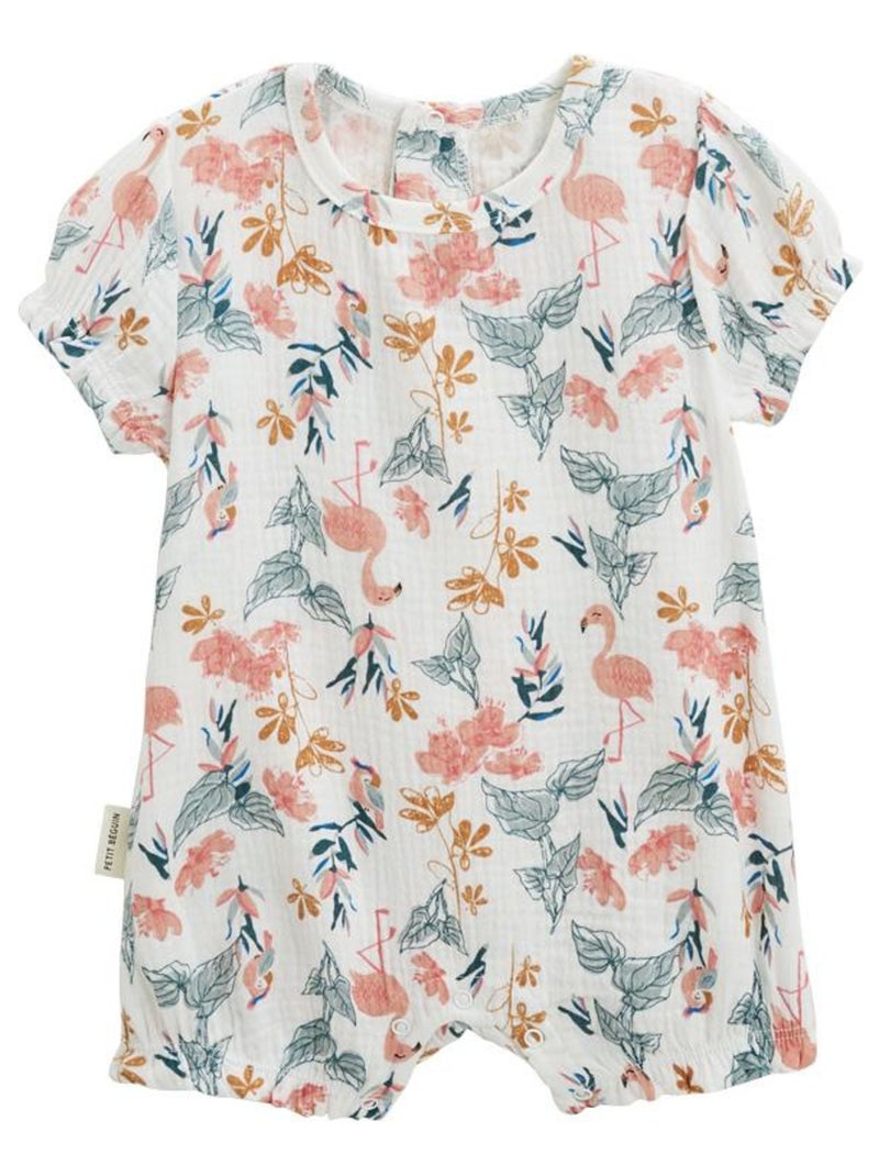 Barboteuse bébé en gaze de coton Flamingo - Ecru - Kiabi - nu€