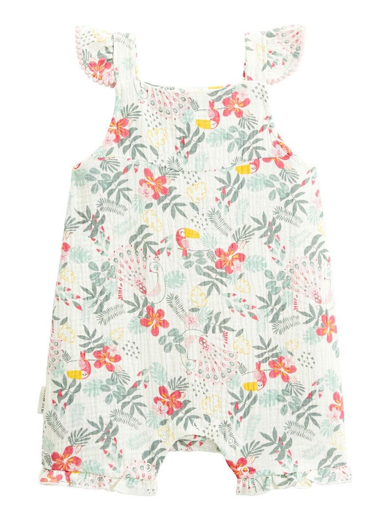 Barboteuse bébé en gaze de coton Pretty Jungle - Ecru - Kiabi - nu€