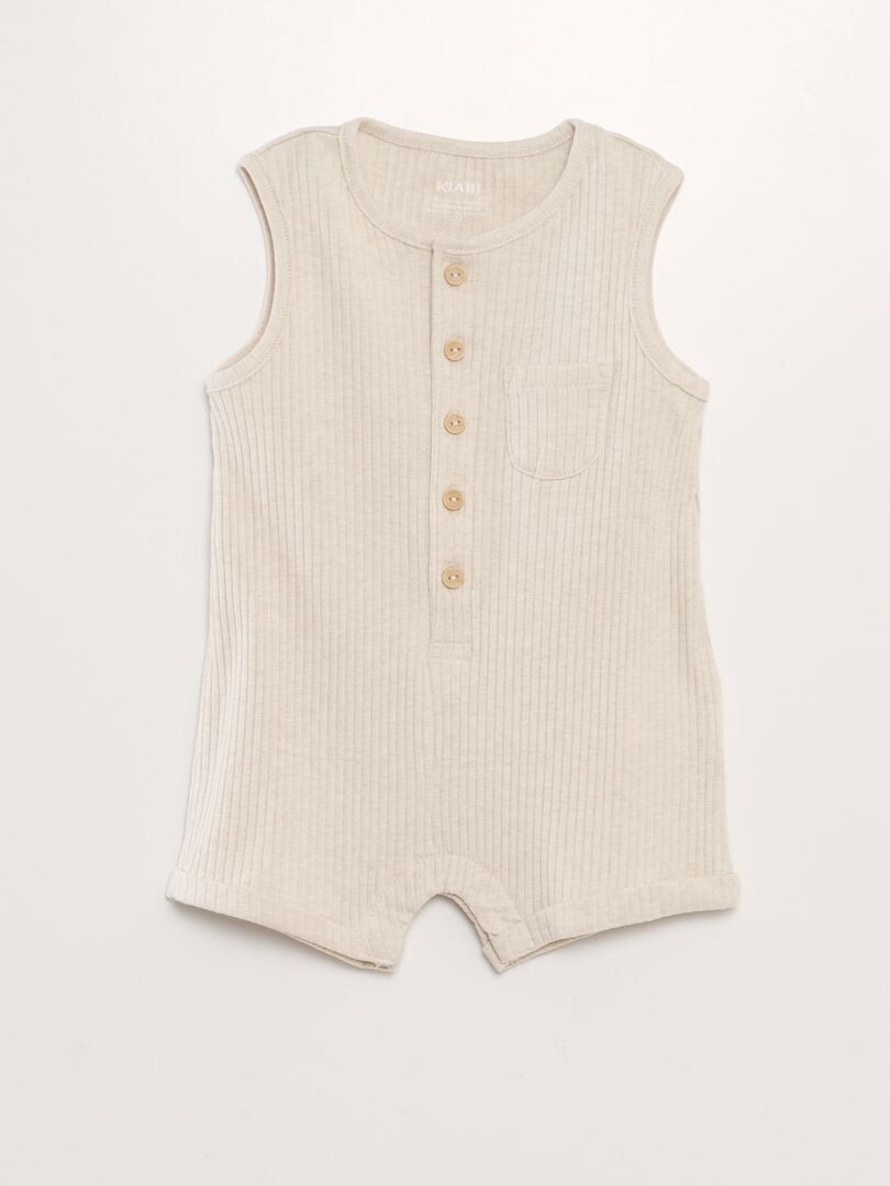 Barboteuse côtelée - Beige - Kiabi - 6.00€