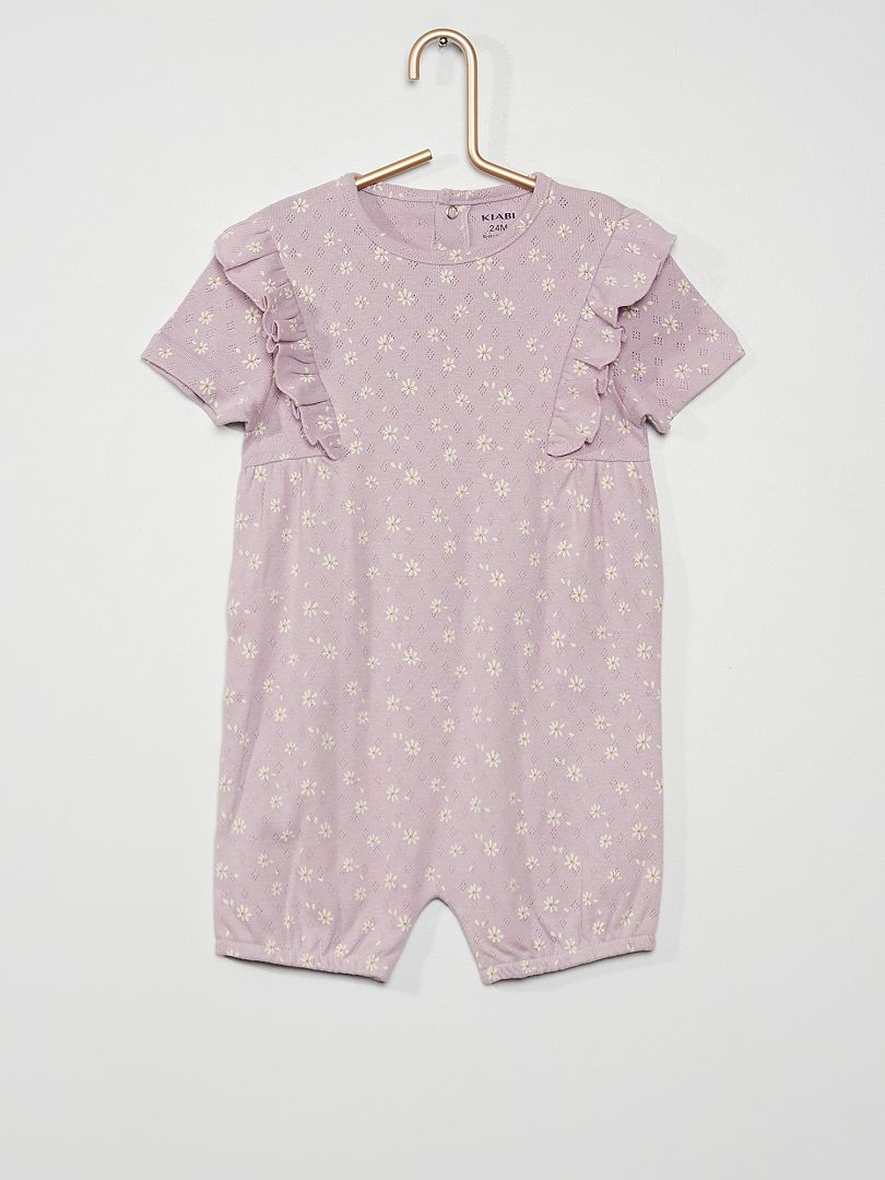 Barboteuse imprimée 'fleurs' - violet - Kiabi - 8.00€