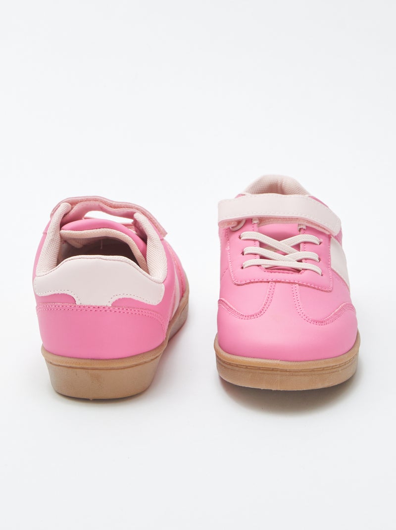 Baskets à lacets élastiques + scratch - ROSE - 22.00€ - Kiabi