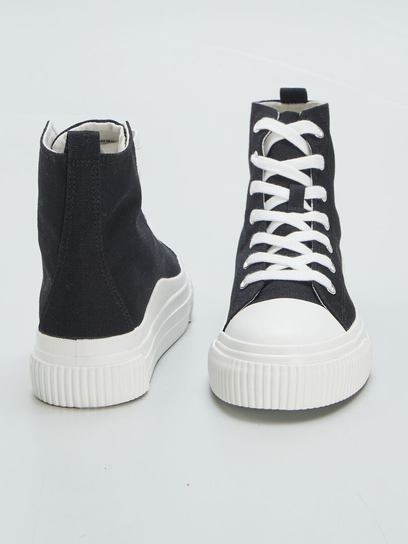 Baskets en toile à semelles compensées - Noir - Kiabi - 22.00€