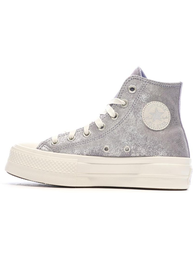Baskets Mauve Femme Converse All Star Lift Platform Shimmer - Violet ...