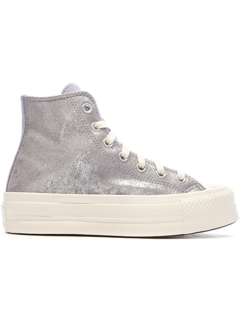 Baskets Mauve Femme Converse All Star Lift Platform Shimmer - Violet ...