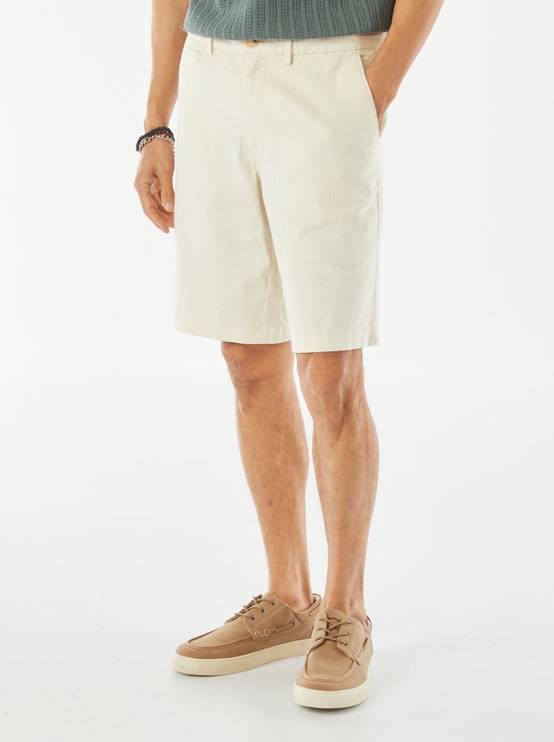 Bermuda chino en lin mélangé - BLANC - Homme - 11.00€ - Kiabi