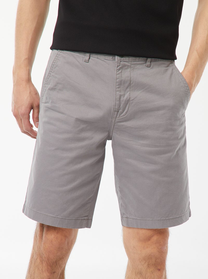 Bermuda chino en twill uni - Gris - Homme - 4.20€ - Kiabi