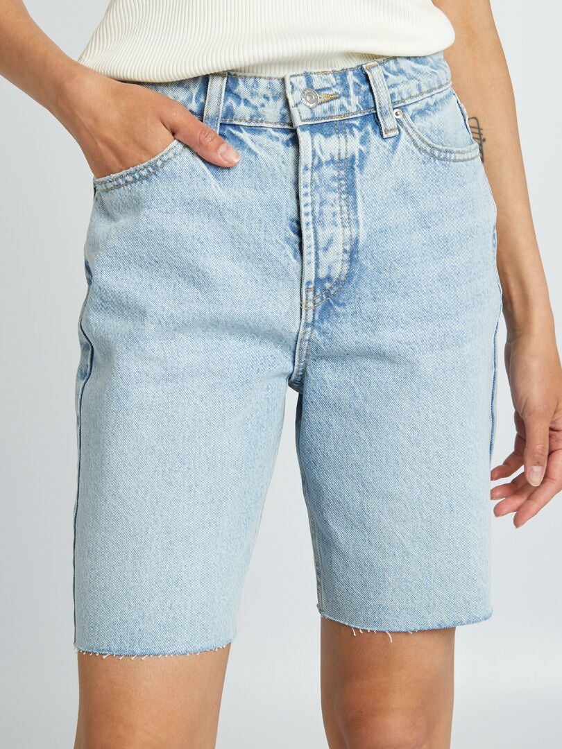 Bermuda en jean à taille haute - Triple stone - Kiabi - 18.00€