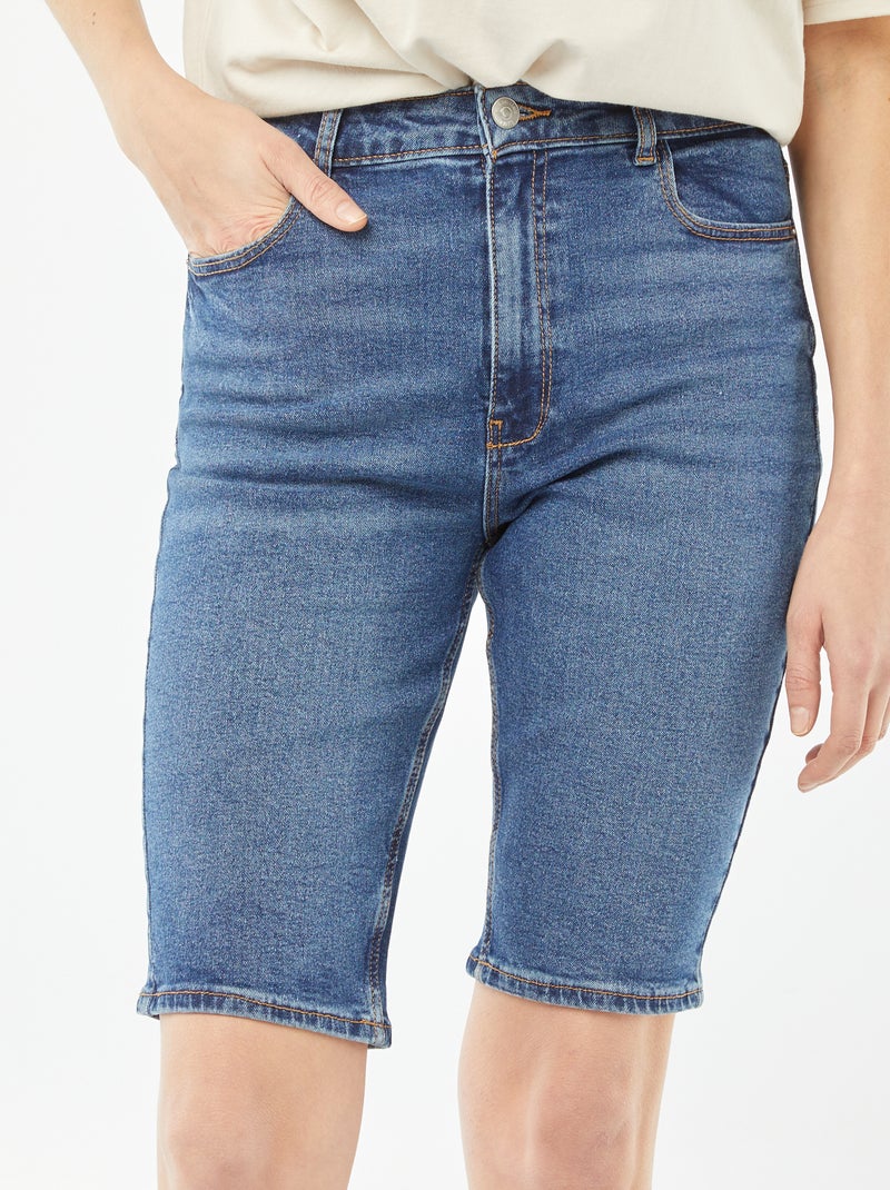 Bermuda en jean taille haute - Stone - Femme - 9.60€ - Kiabi