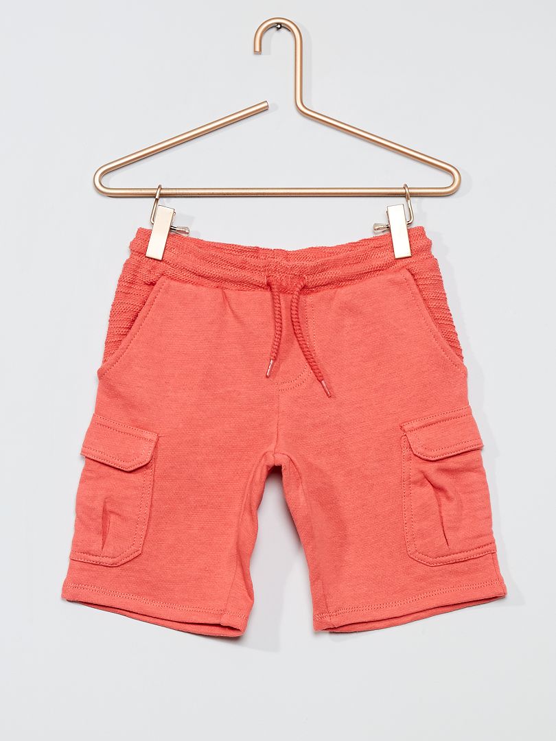 Bermuda en molleton poche 'battle' - rose orangé - Kiabi - 10.00€