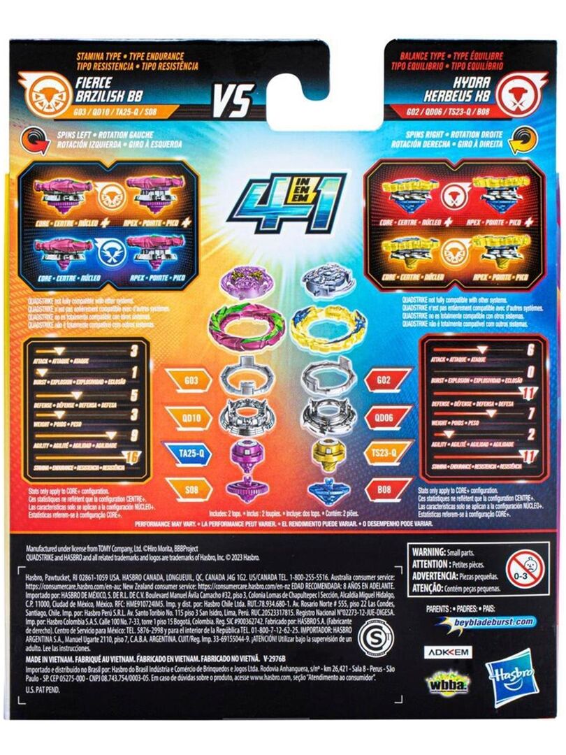 Beyblade Burst QuadStrike Fierce Bazilisk B8 et Hydra Kerbeus K8 - N/A ...