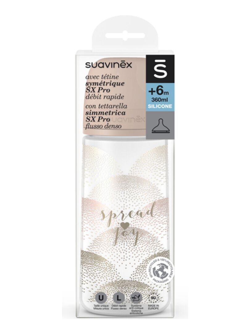 Biberon avec tétine symétrique SX PRO L Joy doré (360 ml) - Rose - Kiabi - nu€