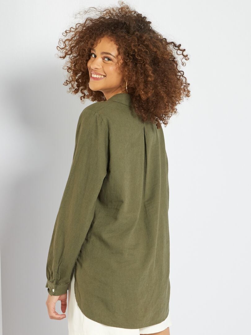 Blouse en lin fluide - kaki - Kiabi - 18.00€