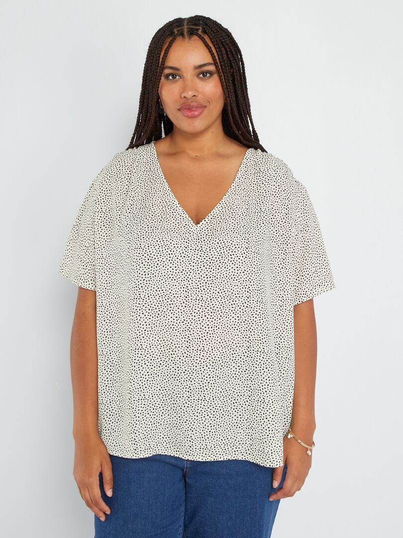 Blouse fluide encolure V - Blanc - Kiabi - 15.00€