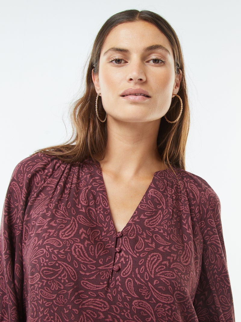 Blouse fluide imprimée - Rouge - Femme - 18.00€ - Kiabi