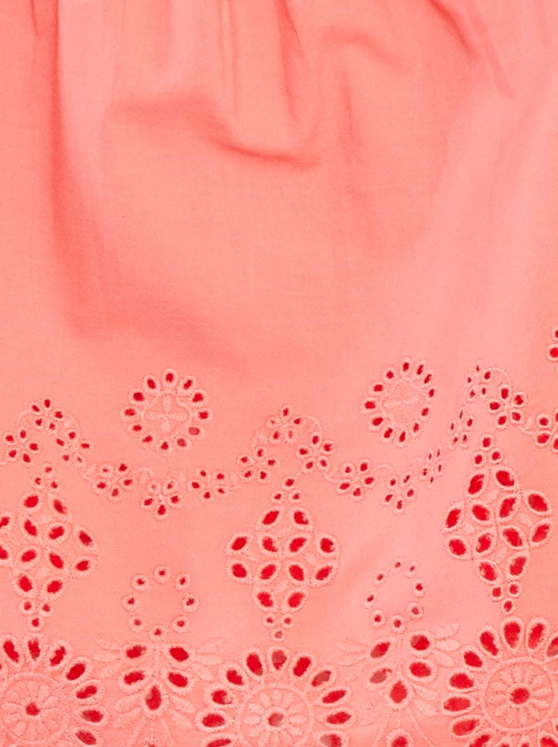 Blouse smockée avec broderie anglaise - Rose - Fille - 9.00€ - Kiabi