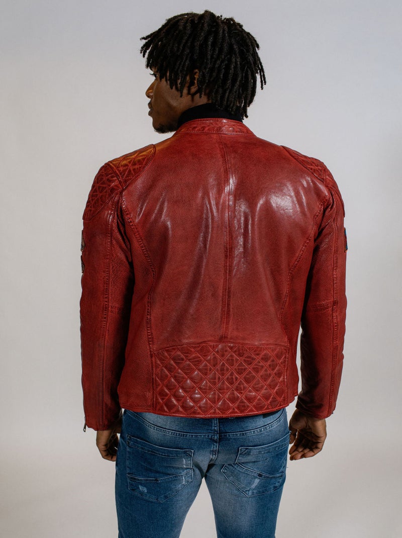 Blouson En Cuir Nitro Barcelona Redskins - Rouge - Homme - 0.00€ - Kiabi