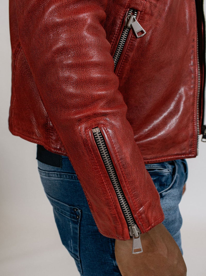 Blouson En Cuir Nitro Barcelona Redskins - Rouge - Homme - 0.00€ - Kiabi