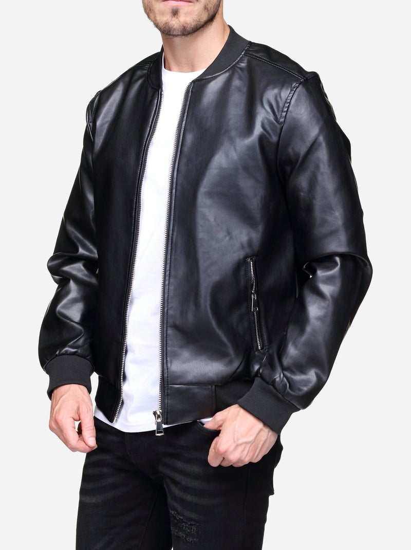 Blouson homme en simili - Noir - Homme - 39.90€ - Kiabi