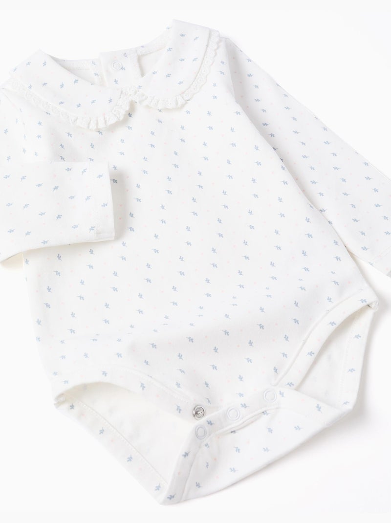 Body à manches longues et motif feuille - Blanc - Bébé fille - 17.99 ...