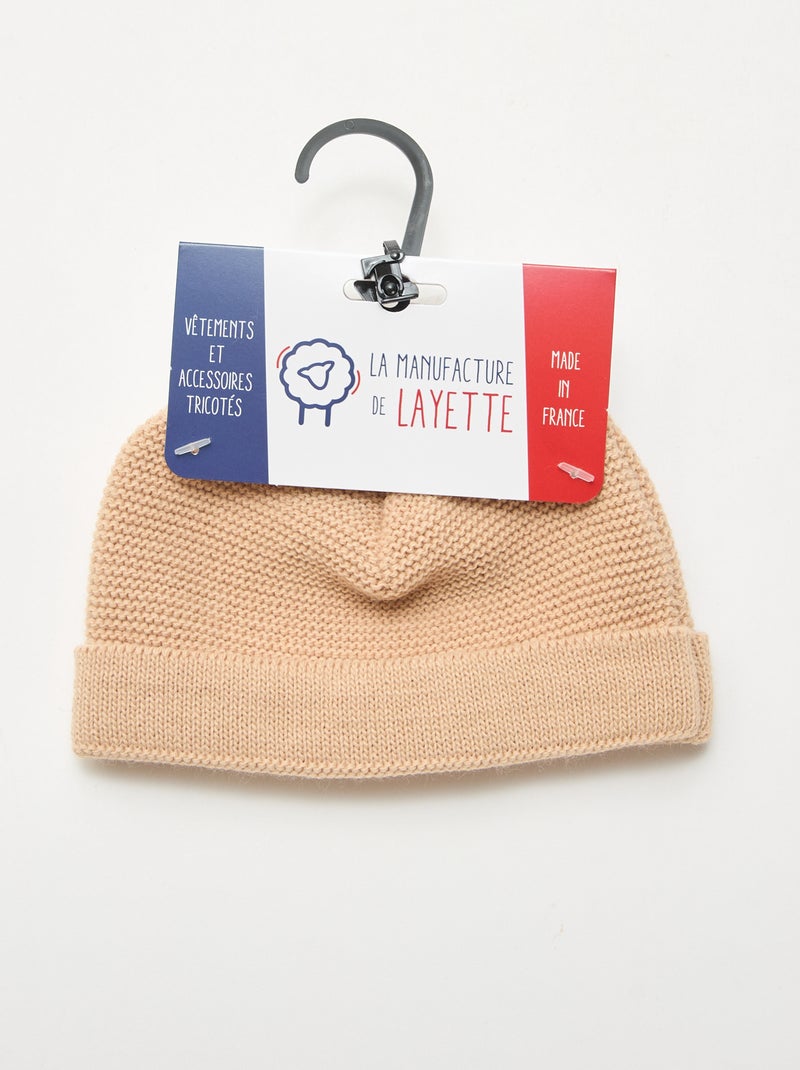 Bonnet en tricot 'La manufacture de Layette' - Marron - Prématuré - 10. ...