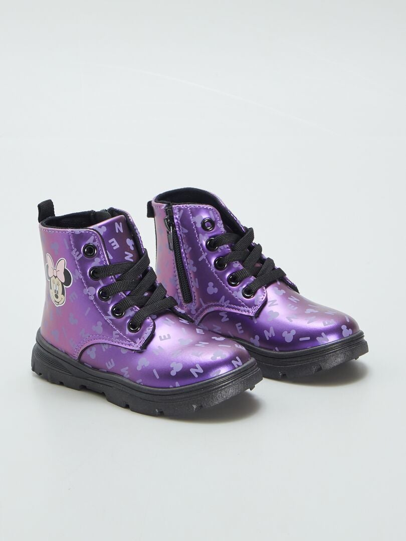 Boots type godillot en simili - Violet - Kiabi - 28.00€