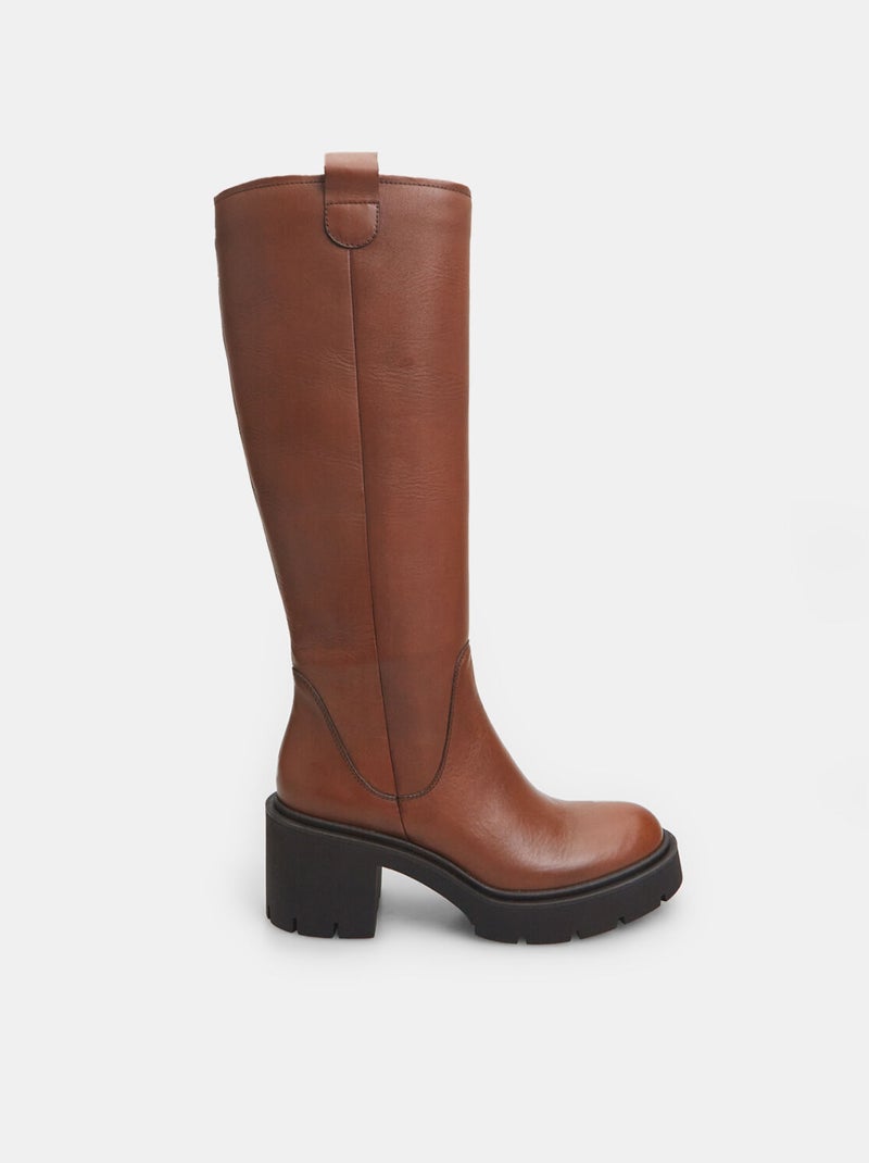 Bottes pour femme en cuir avec semelle crantée - Marron - Kiabi - 156.99€