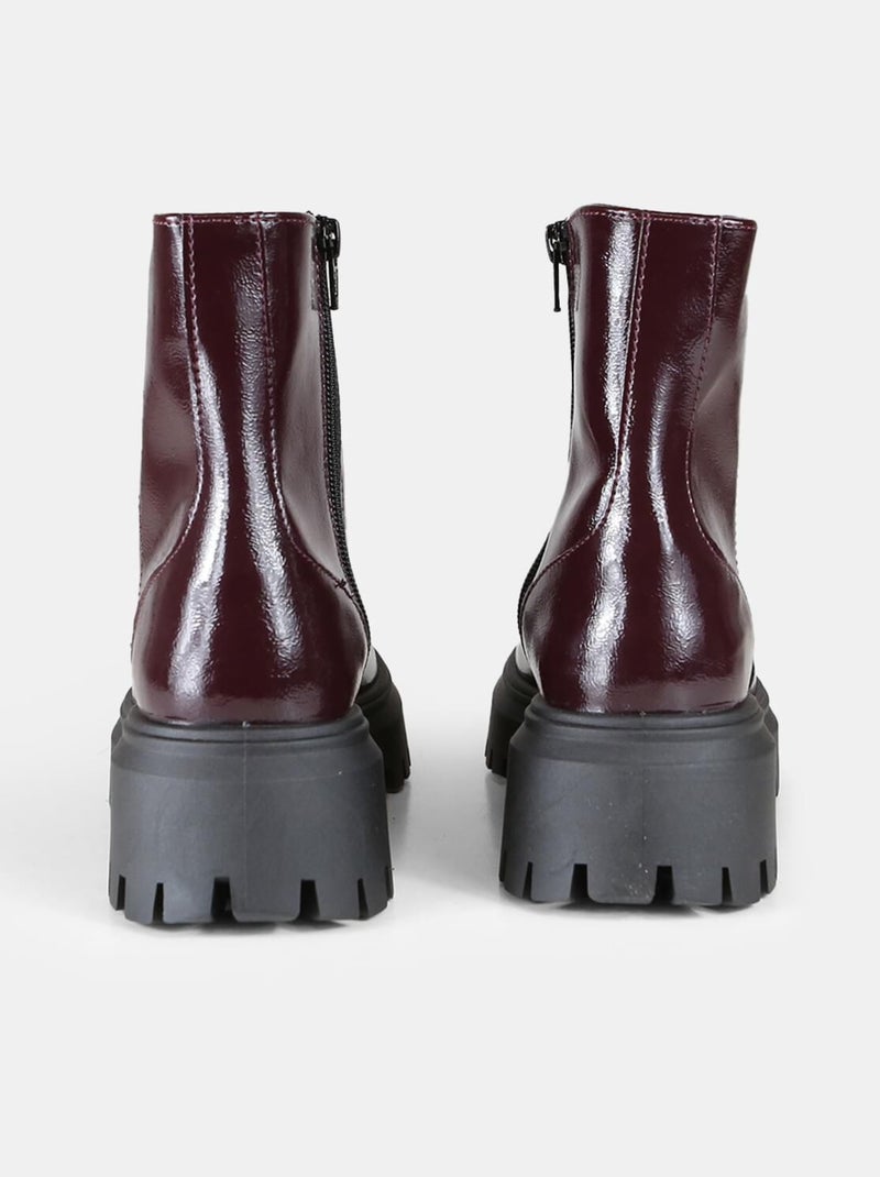 Bottine pour femme effet vernis - Bordeaux - Kiabi - 75.49€