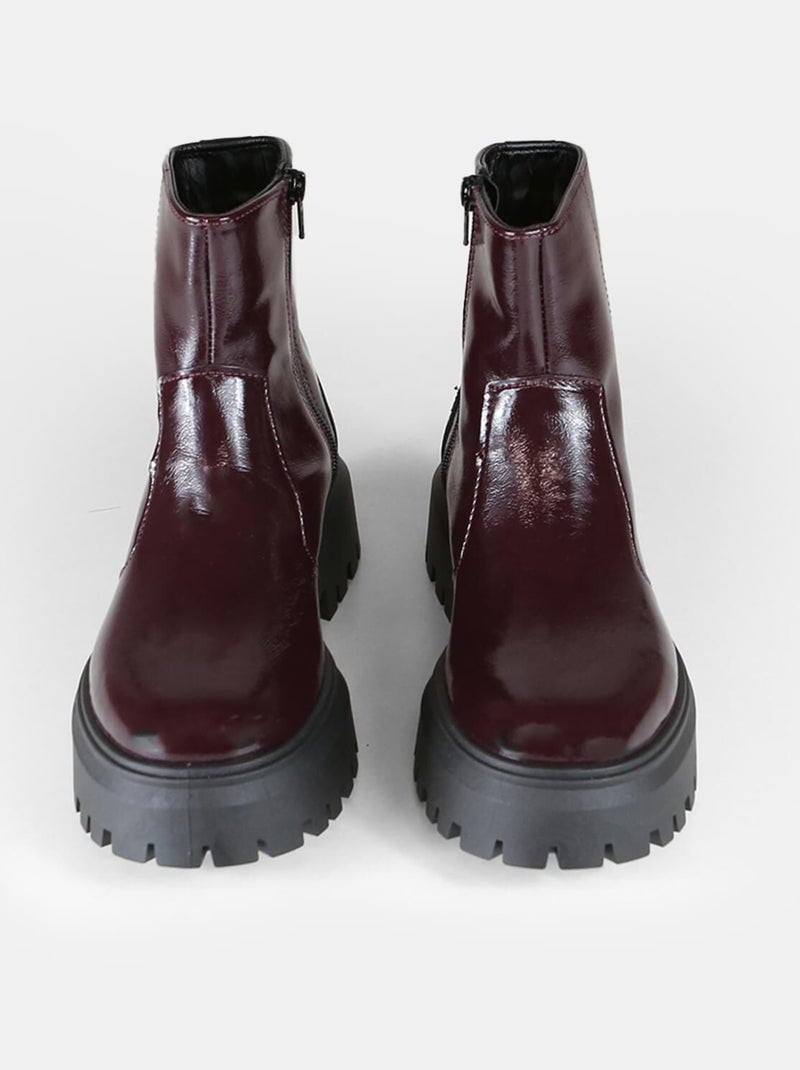 Bottine pour femme effet vernis - Bordeaux - Kiabi - 75.49€