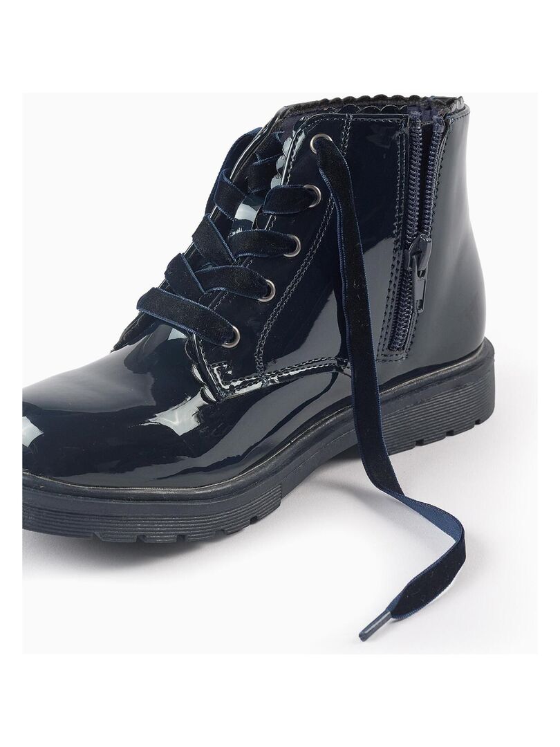 Bottines cuir verni, avec fermeture à glissière NOVEAUX NATURE - Bleu ...