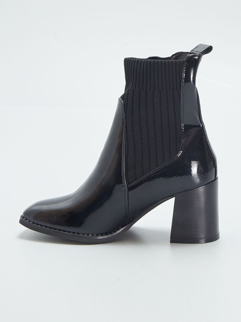 Bottines en vernies à talons - noir - Kiabi - 34.00€