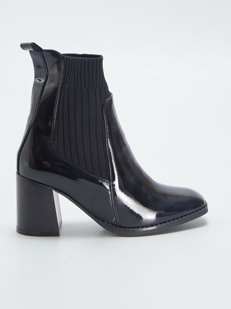 Bottines en vernies à talons - noir - Kiabi - 34.00€