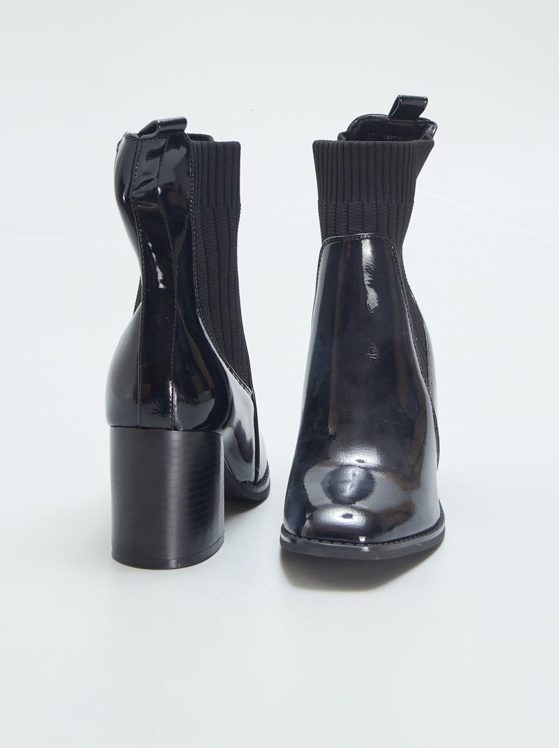 Bottines en vernies à talons - noir - Kiabi - 34.00€