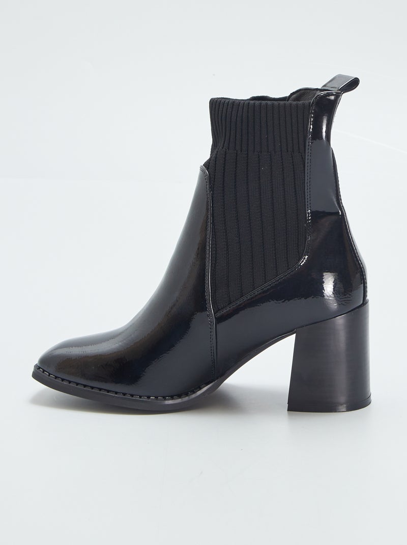 Bottines en vernies à talons - noir - Kiabi - 34.00€