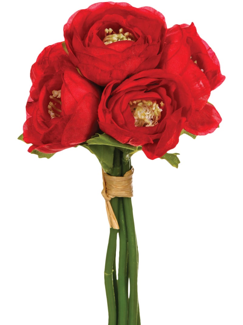 Bouquet de 6 renoncules artificielles - Rouge - 10.99€ - Kiabi