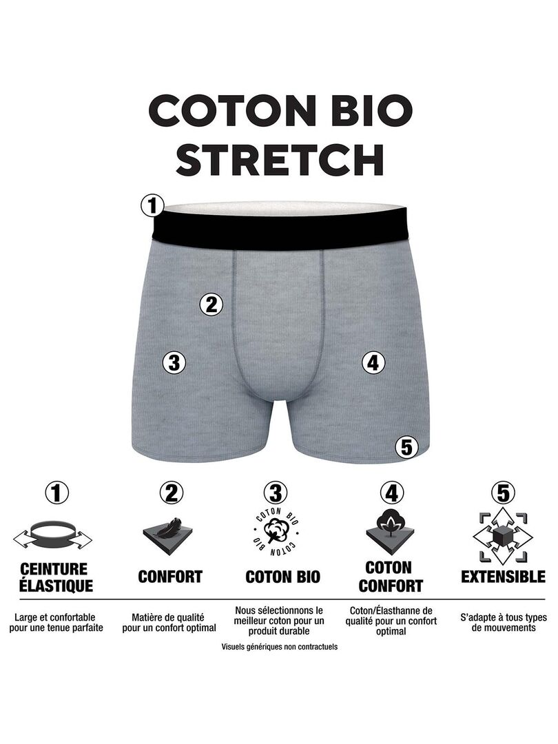 Boxer homme coton Bio Gots Flamingo Crazy Boxer - Noir - Kiabi - nu€