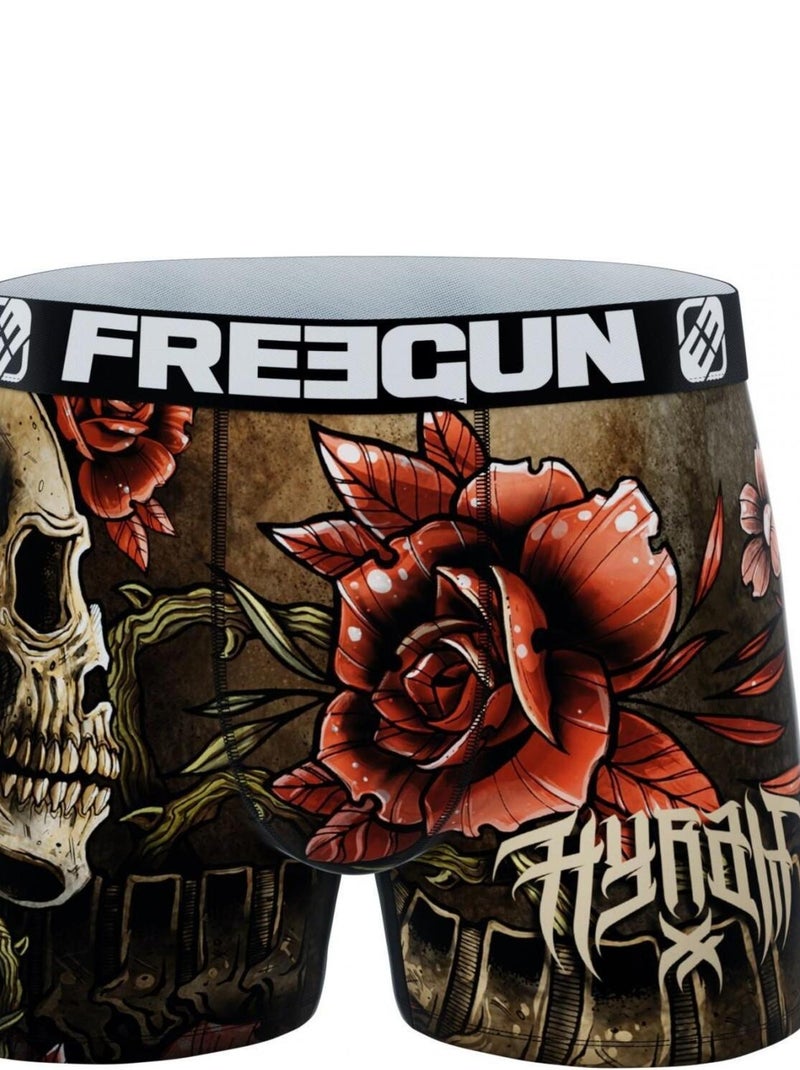 Boxer homme Hyraw Skull and Roses Freegun - Marron - Kiabi - nu€
