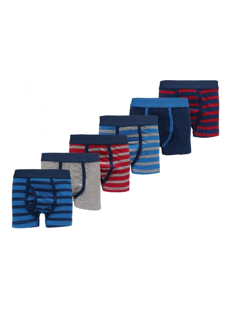 Boxers - Caleçons garçon Tom Franks lot de 6 - Bleu Rouge Gris - Garçon ...