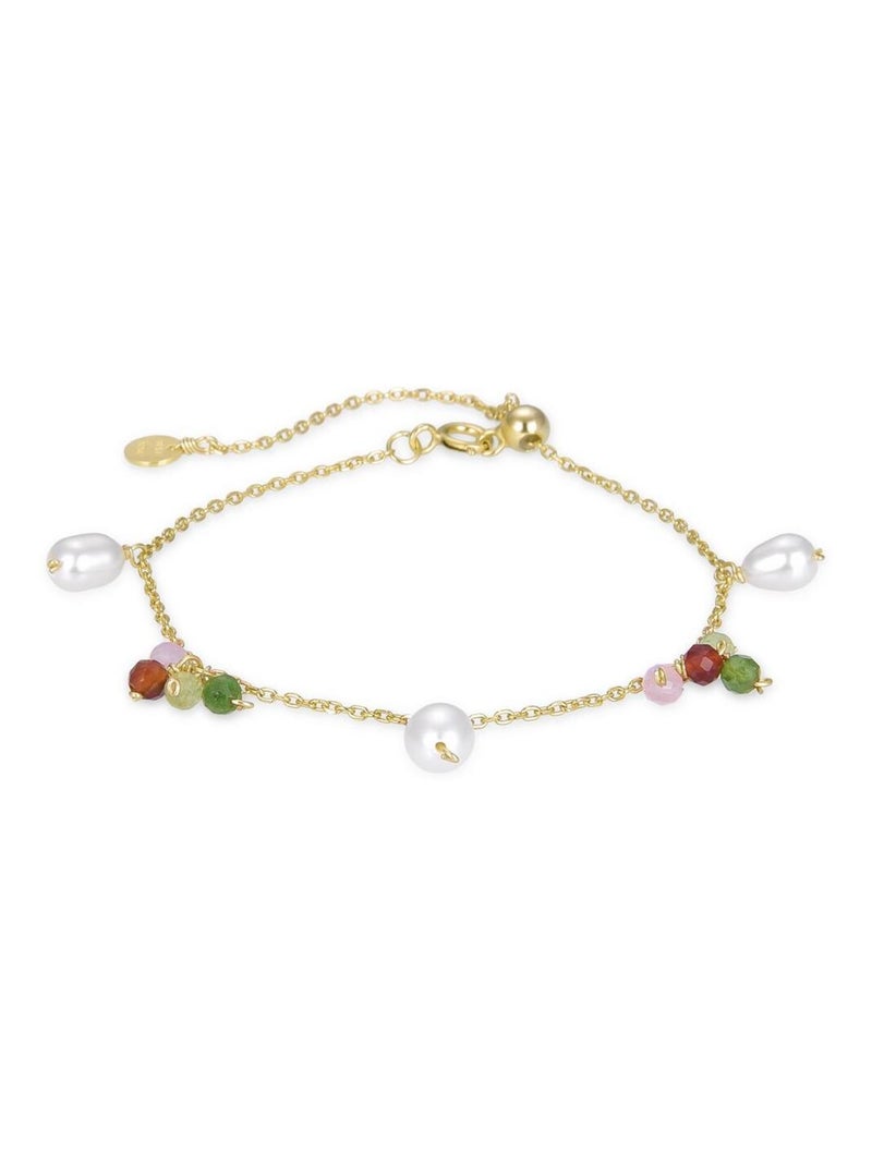 Bracelet Luxenter en argent 925 avec perle blanche finie plaqué or ...