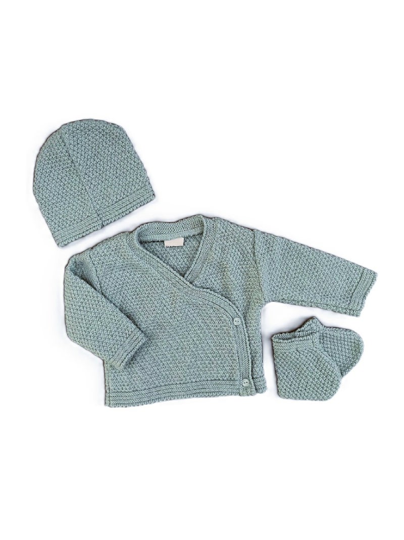 Brassière + Bonnet + Chaussons LES CHATOUNETS - Bleu gris - Bébé - 16. ...