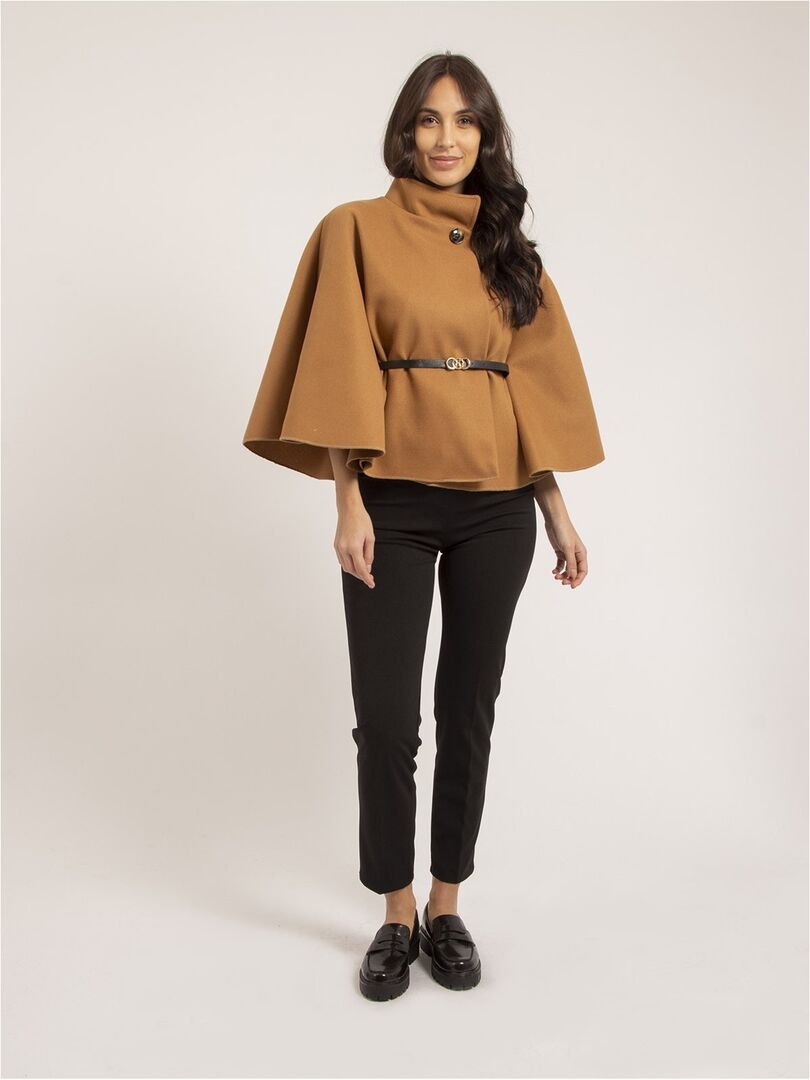 Cape courte et ceinture UMILIA - Marron caramel - Kiabi - 37.49€