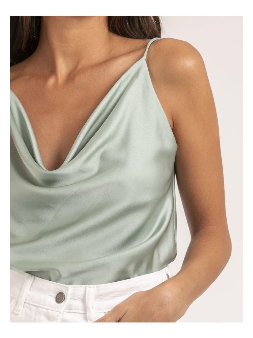 Caraco satin col bénitier FLAMELL - Vert d'eau - Kiabi - 24.99€