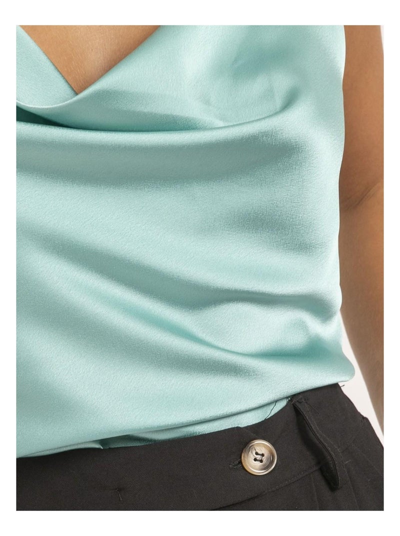 Caraco satin col bénitier FOLINE - Vert d'eau - Femme - 32.99€ - Kiabi