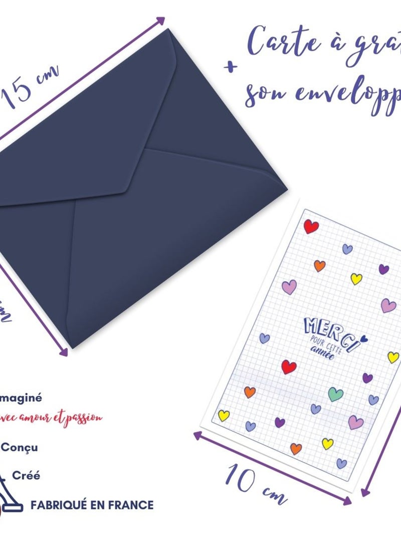 Carte fin d'année scolaire + enveloppe | Carte à gratter Merci pour ...