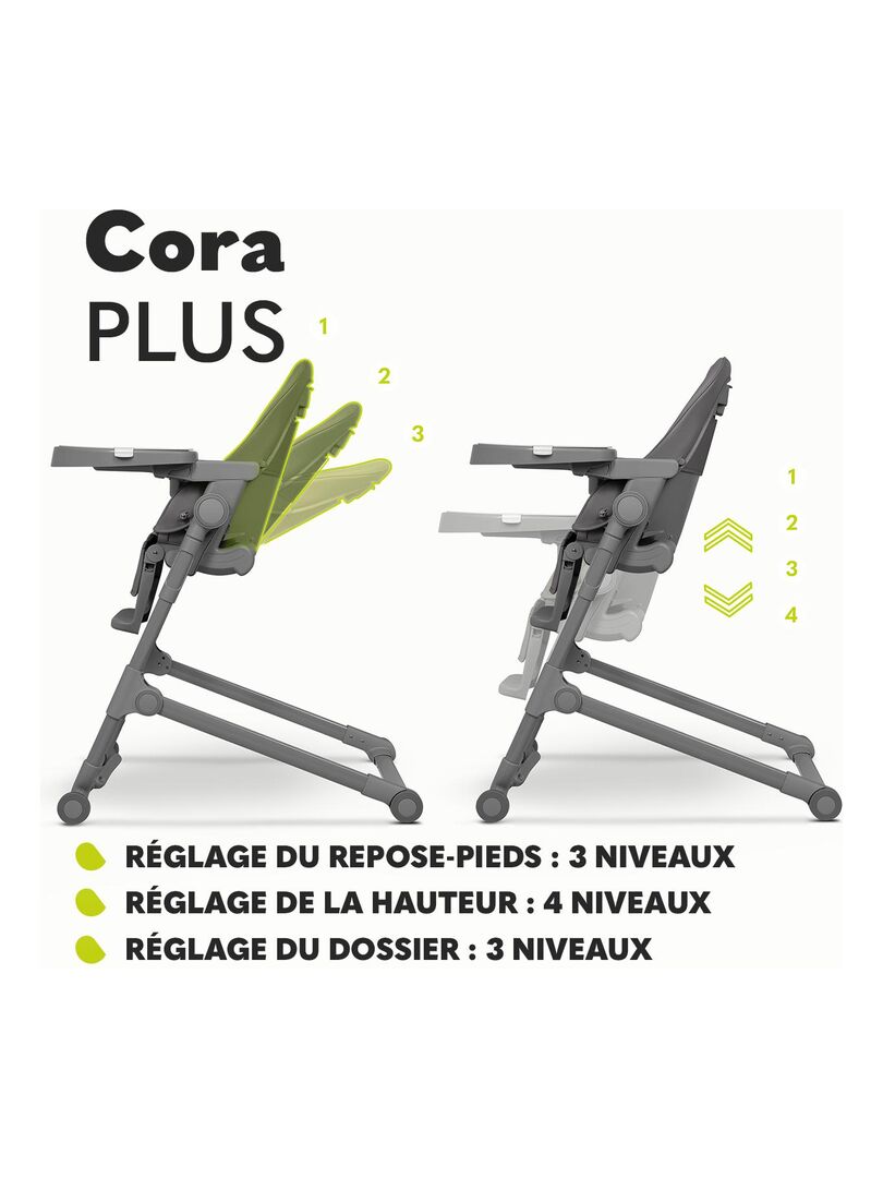 Chaise haute avec fonction transat LIONELO Cora Plus - 2en1 - Pliable ...