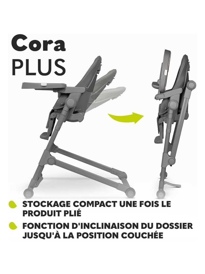 Chaise haute avec fonction transat LIONELO Cora Plus - 2en1 - Pliable ...